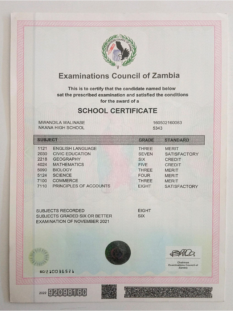 Grade 12 School Certificate | PDF