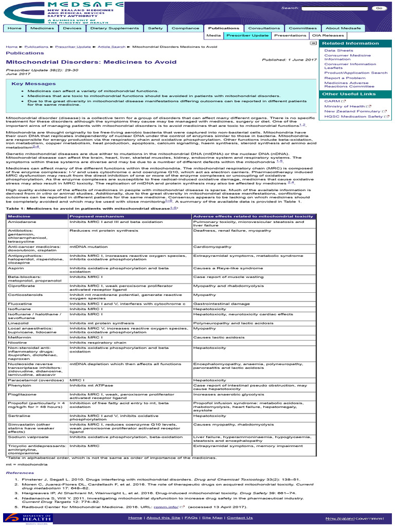 Medsafe-NZ-Mito-Toxic-list Medication List | PDF | Mitochondrion | Self ...