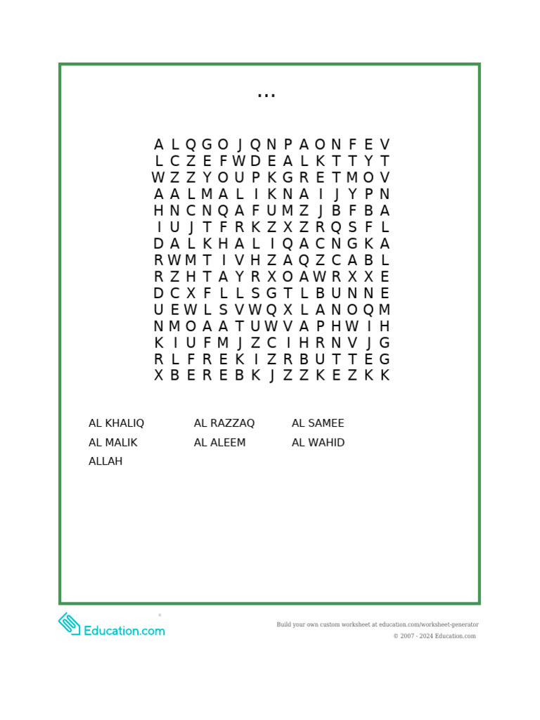 Al Khaliq Al Razzaq Al Samee Al Malik Al Aleem Al Wahid Allah | PDF