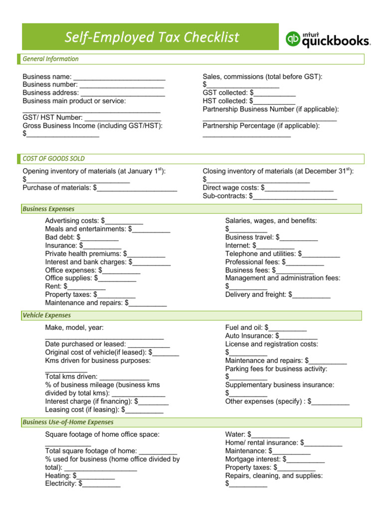 Self Employed Tax Checklist PDF | PDF | Fee | Business