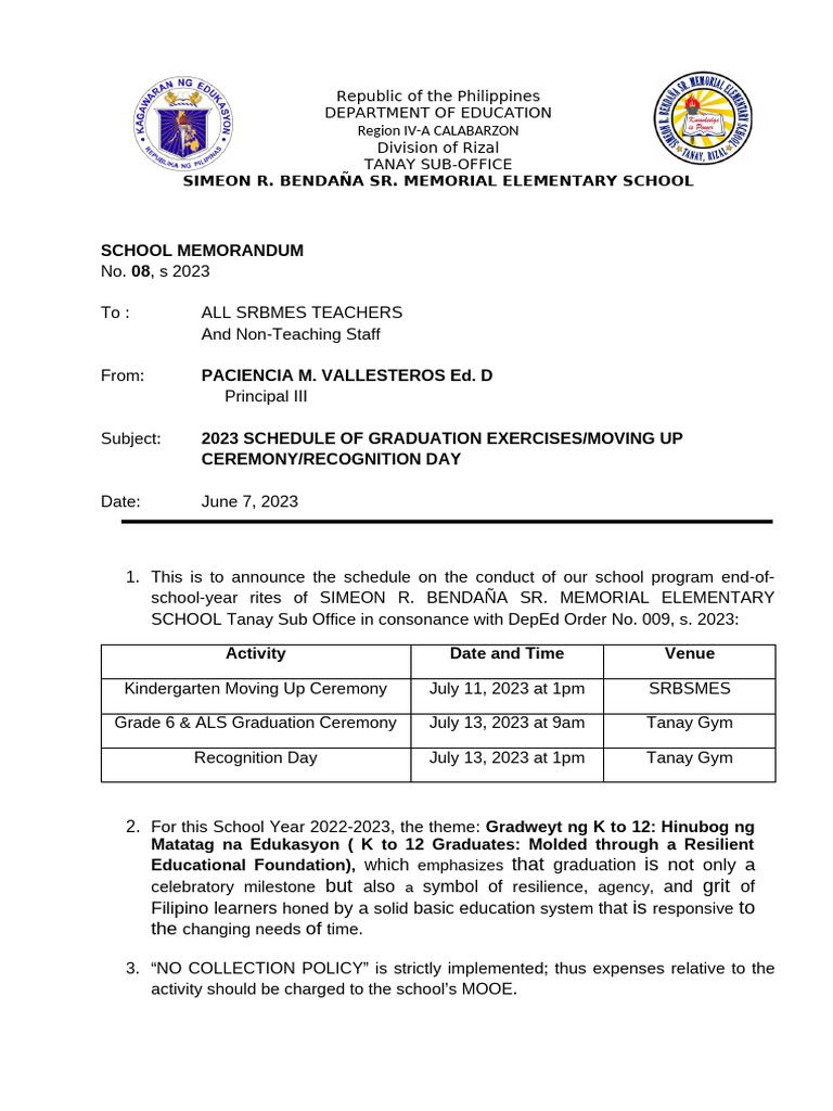 2023-Schedule-Of-Graduation-And-Commitees 2 | PDF
