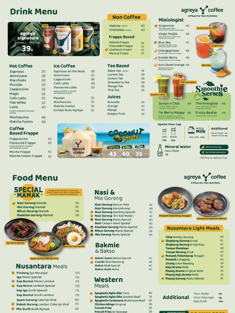 Menu Agreya Coffee - July | PDF