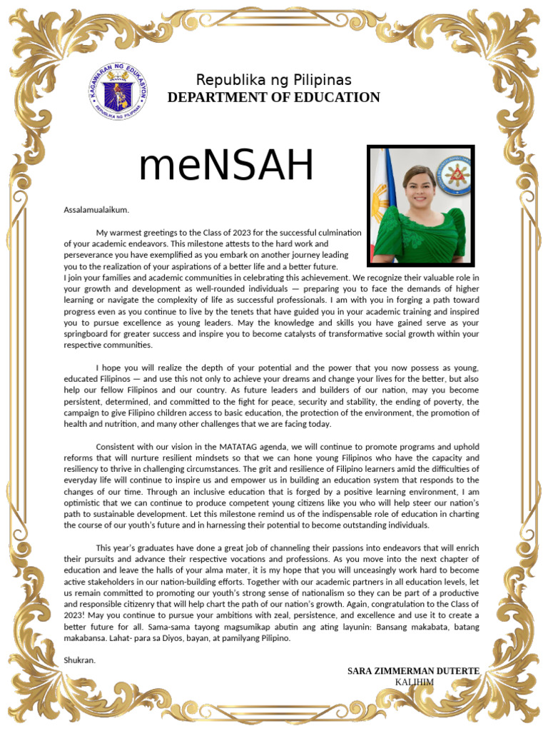 1 Mensahe Kalihim. | PDF