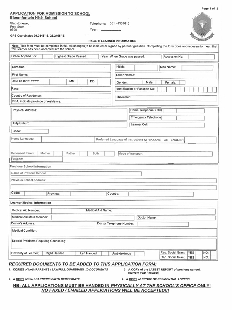 English Application Form | PDF