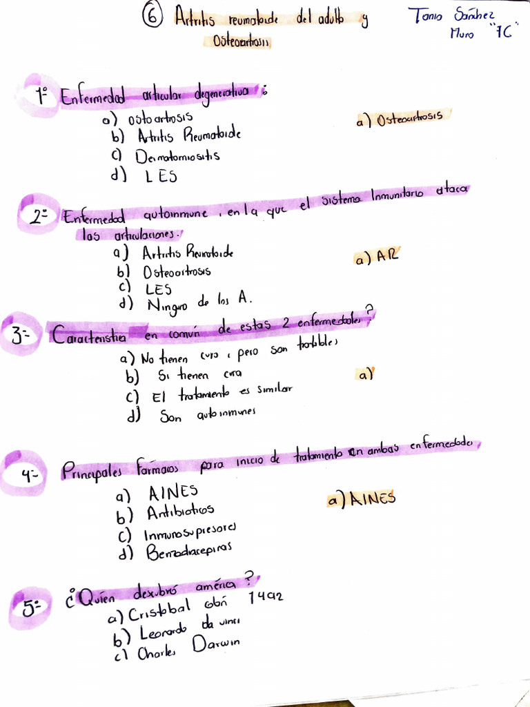 Cuestionarios 6 y 7 Tania Sánchez 7C | PDF