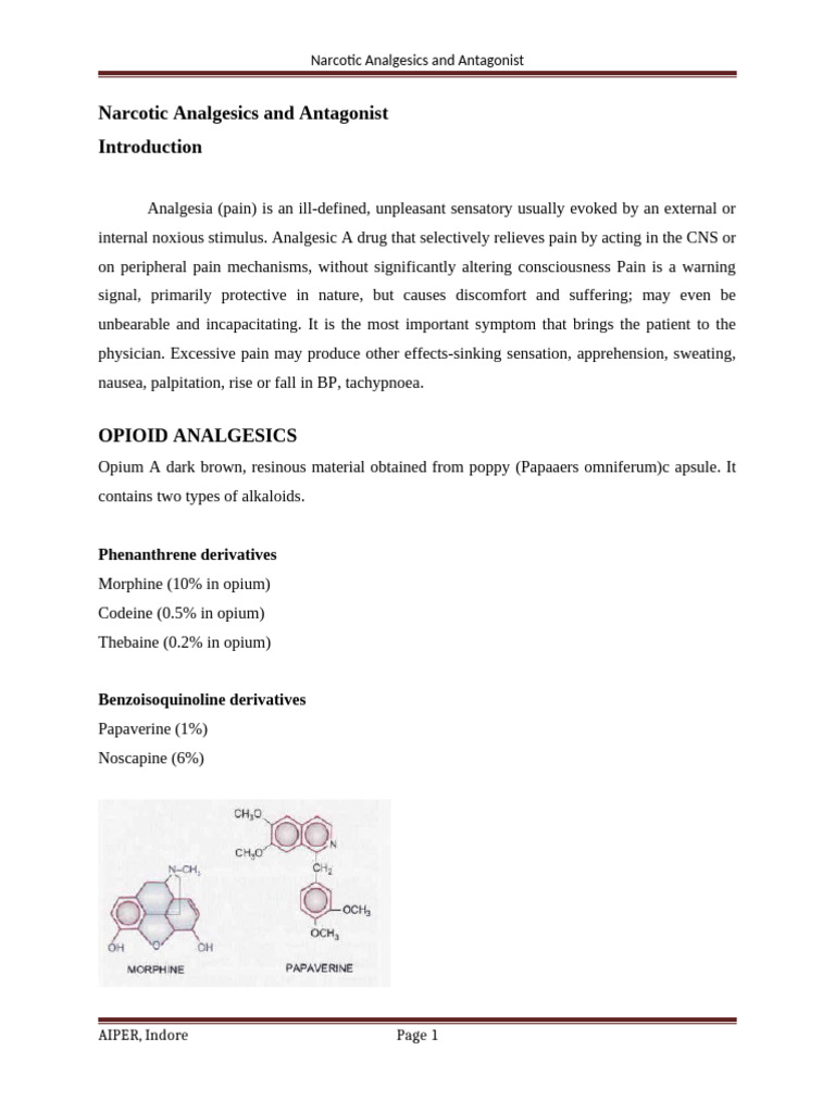 Prem Opoid Analgesics | PDF