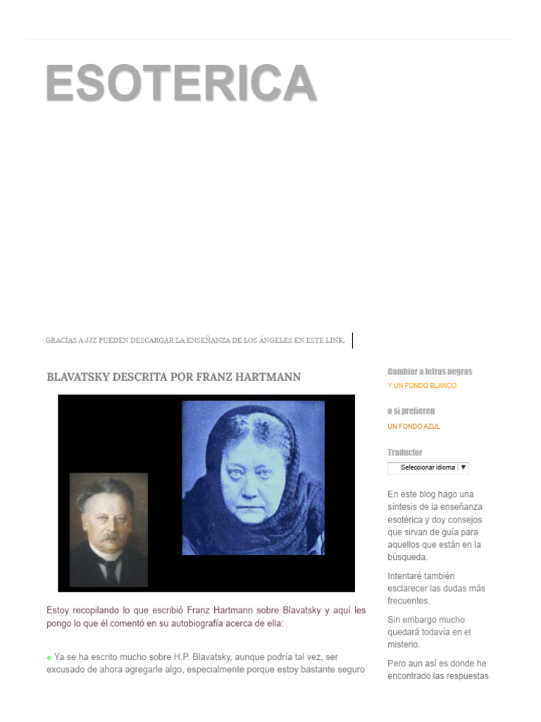 Esoterica - Blavatsky Descrita Por Franz Hartmann | PDF