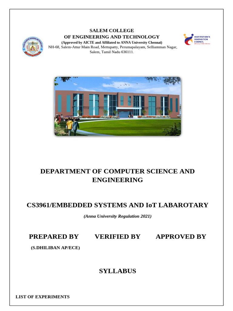 Es and Iot Lab Manual Own+Megatronics | PDF | Arduino | Bluetooth