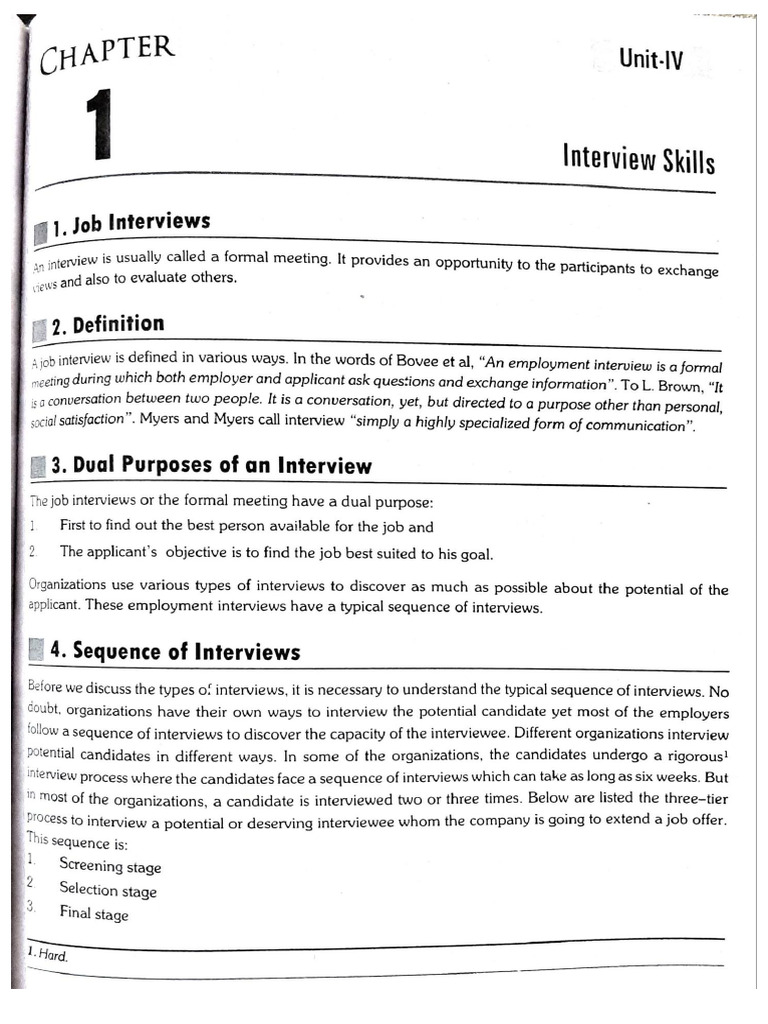T C 21 (Unit IV Chapter 1 Interview Skills) | PDF