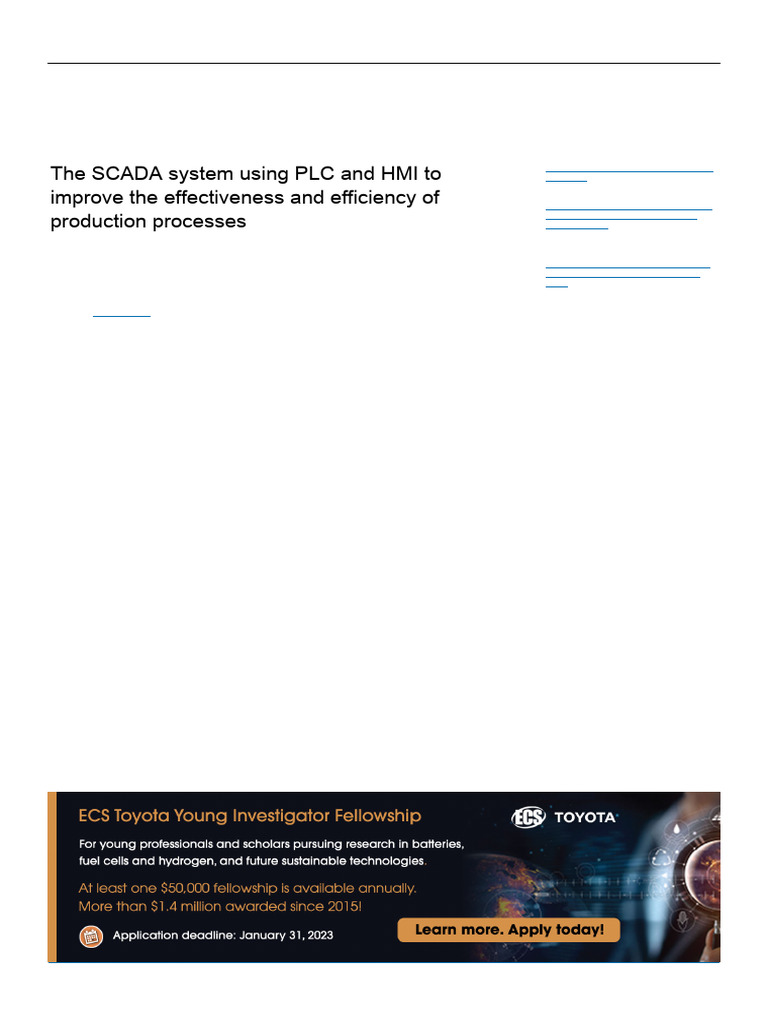 The SCADA System Using PLC and HMI To Improve The | PDF