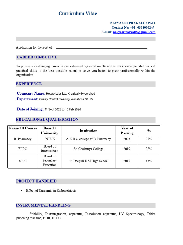 Navya Resume Final | PDF