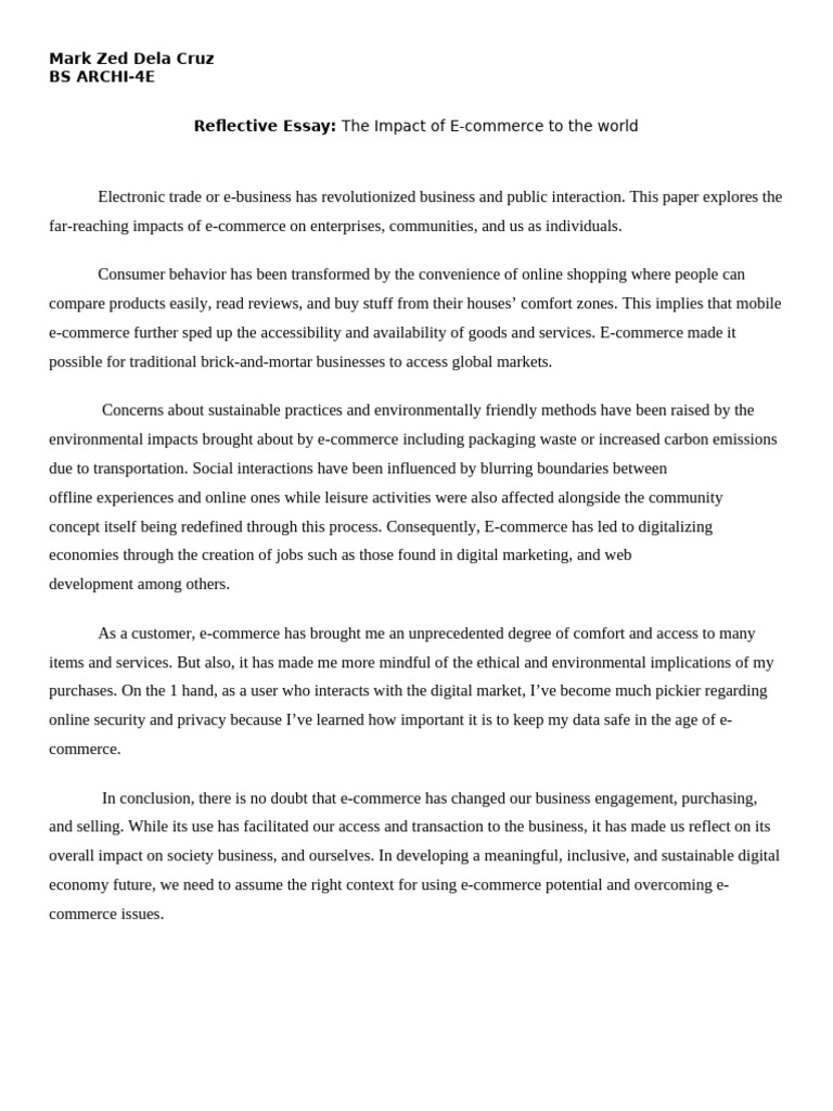 Reflective Essay (E-Commerce) | PDF