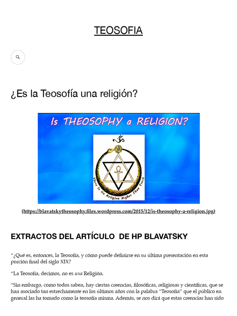 ¿Es La Teosofía Una Religión - TEOSOFIA | PDF