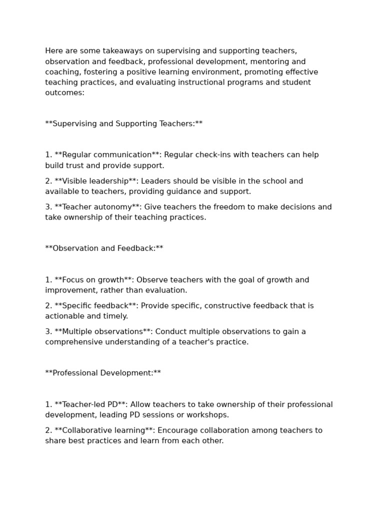 Here Are Some Takeaways On Supervising and Supporting Teachers | PDF | Mentorship | Educational ...