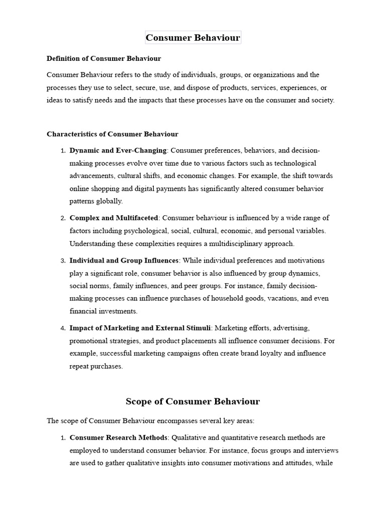 Consumer Behavior: Scope, Importance and Interdisciplinary Nature | PDF