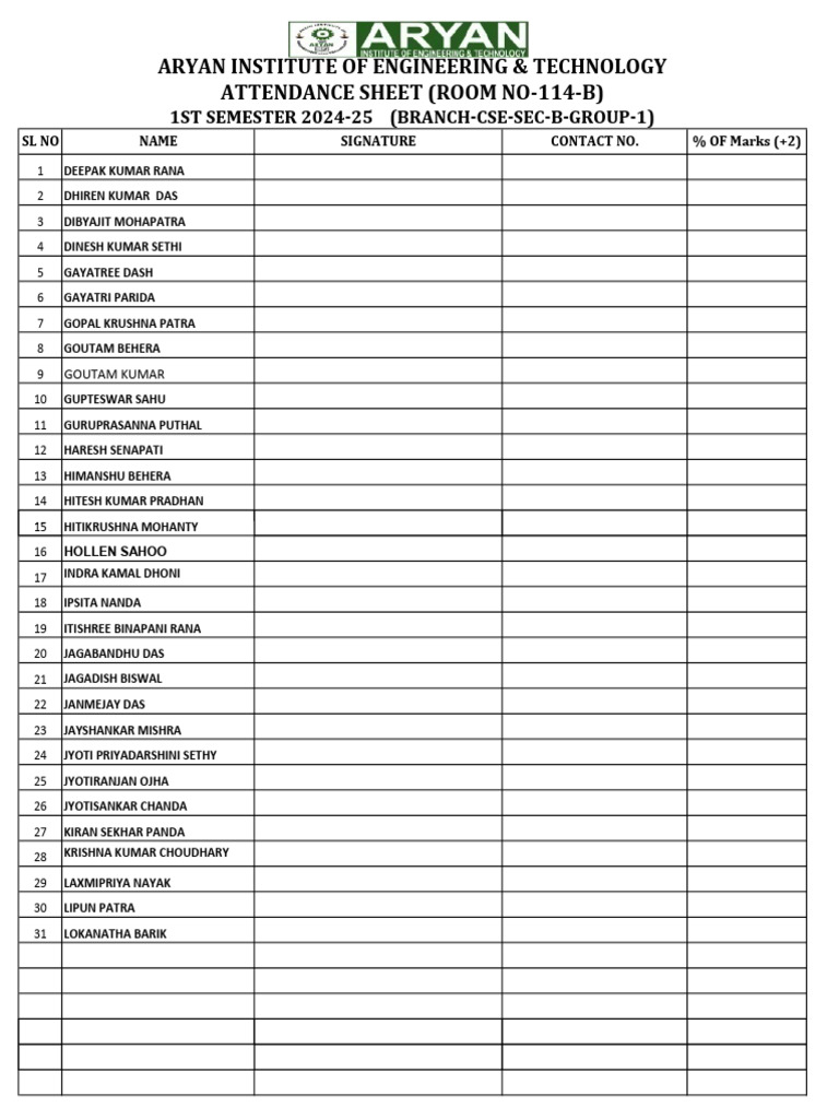 Sec B Cse Students Name 1 | PDF