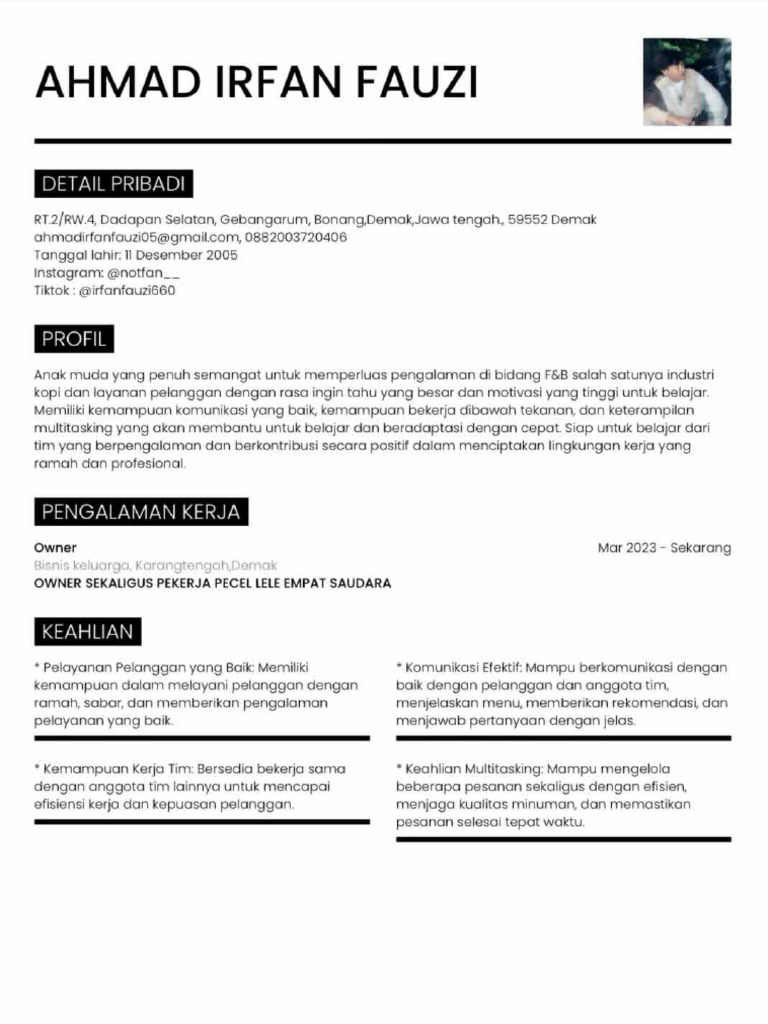 CV Irfan Fauzi | PDF