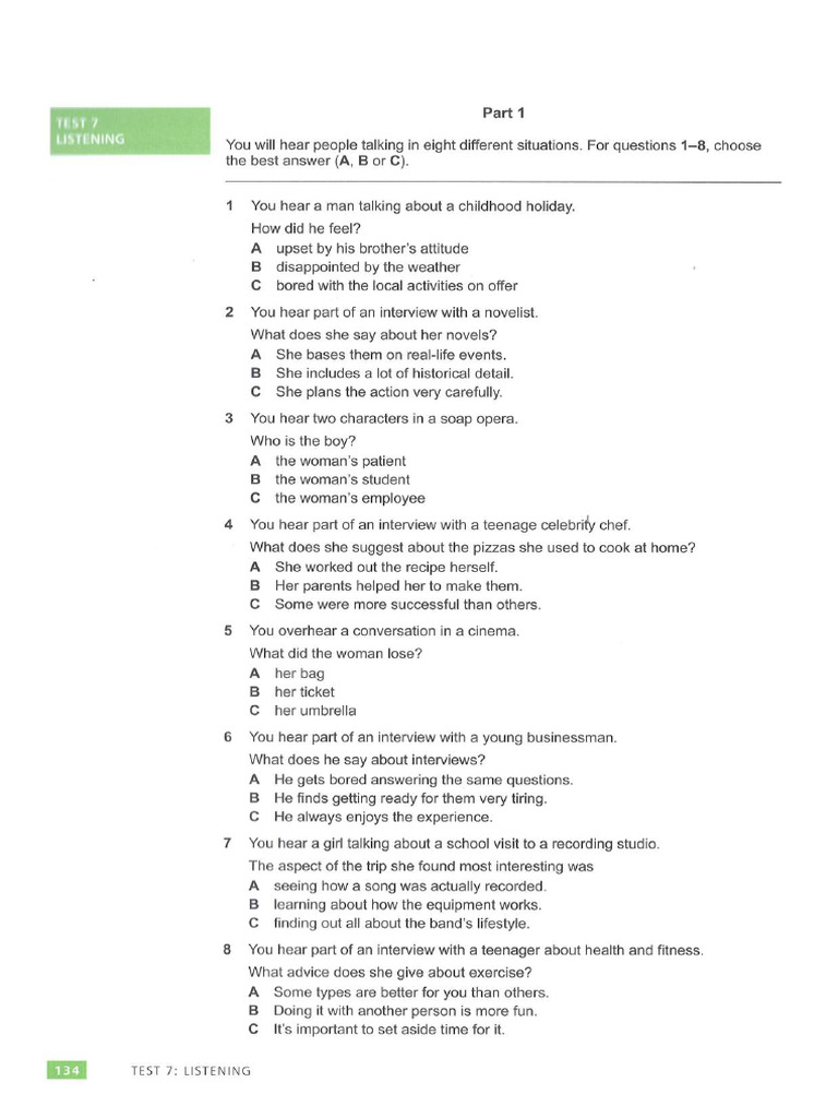 Practice Tests FIRST +2 - Test 7 Listening | PDF