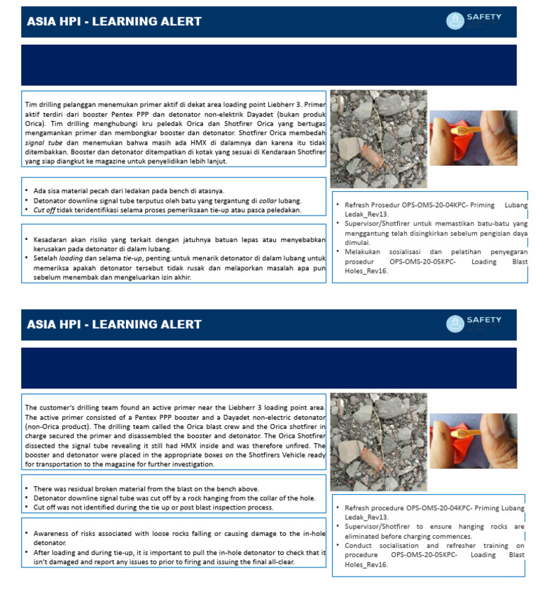 Bilingual - ASIA SHES Event Learning Alert - KPC - Misfired Booster ...