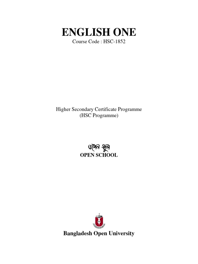 HSC - ENGLISH 1st - 1852 - 2022 | PDF