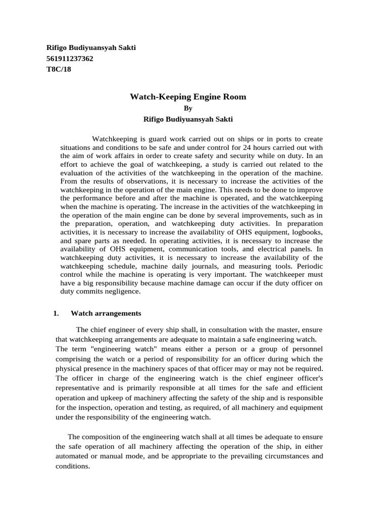 Watchkeeping Engine Room | PDF | Valve | Senses