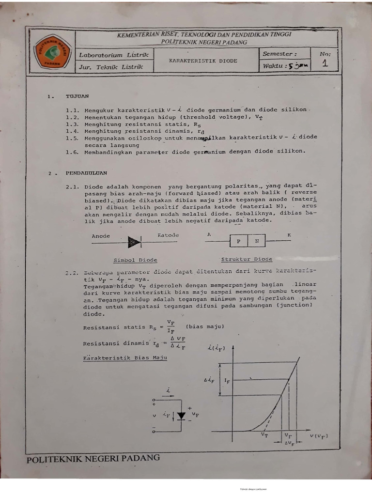 1-4 Karakteristik Dioda | PDF