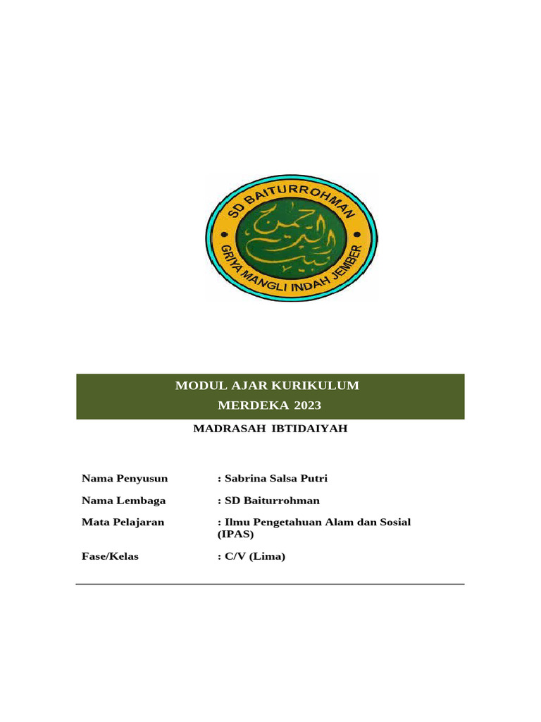 MODUL IPA. Syarifah Restiana Fitri | PDF