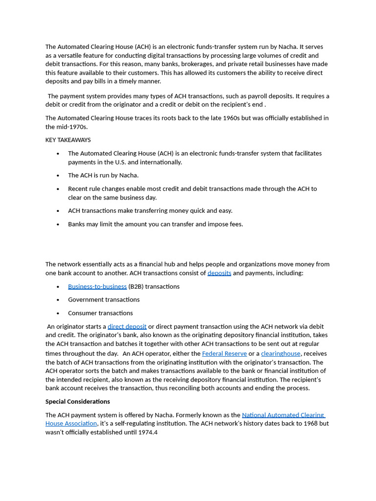 The Automated Clearing House | PDF