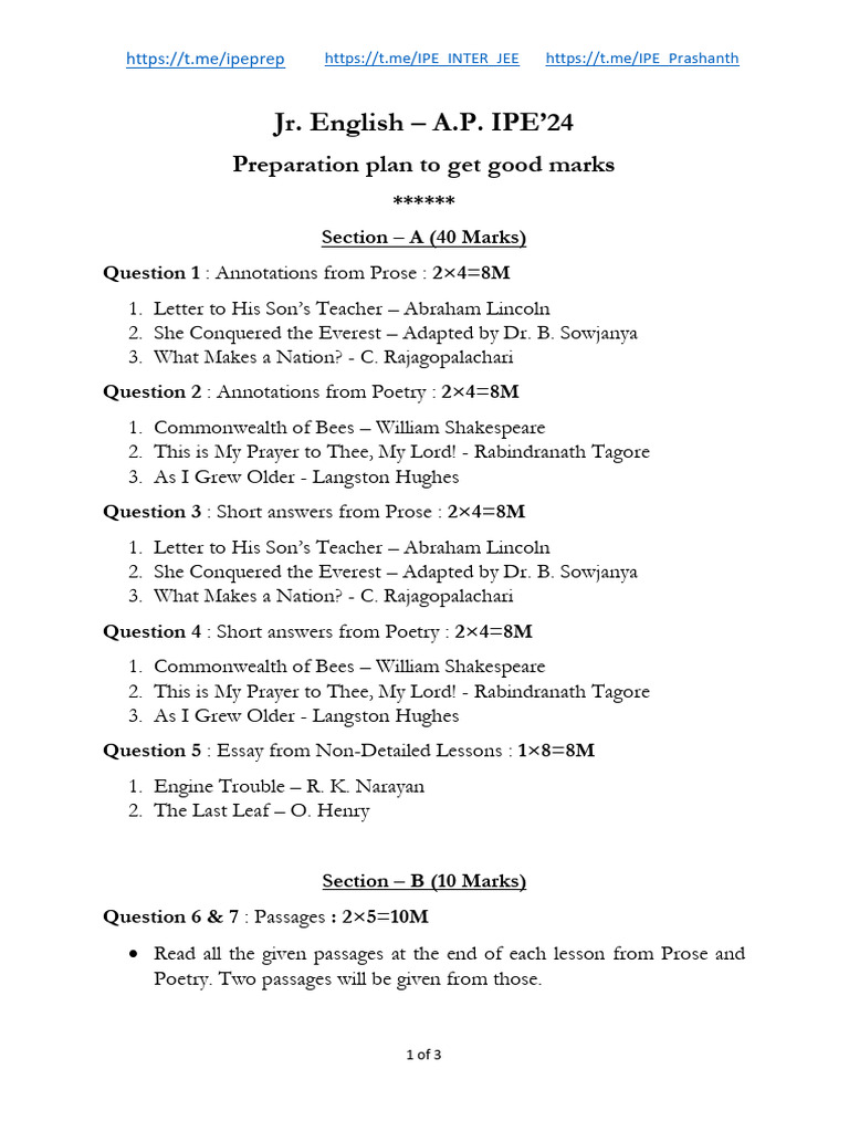 JR English A.P. IPE'24 | PDF