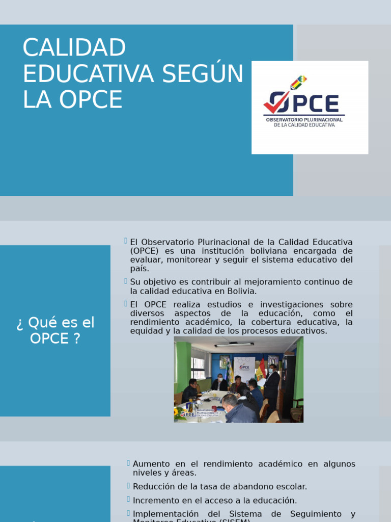 CALIDAD EDUCATIVA SEGÚN LA OPCE | PDF