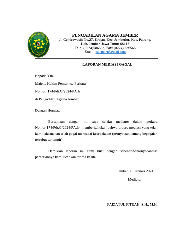 Berkas Hasil Mediasi | PDF