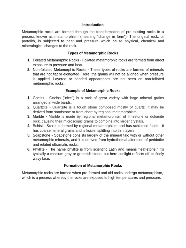Metamorphic Rocks | PDF