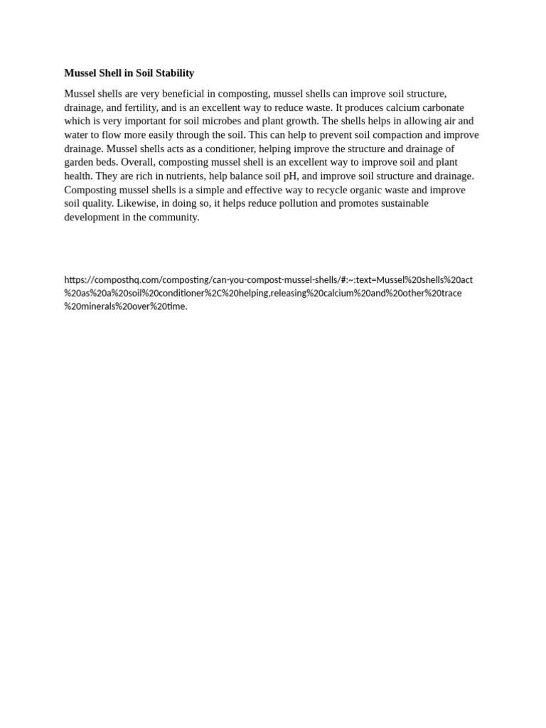 Mussel Shell in Soil Stability | PDF