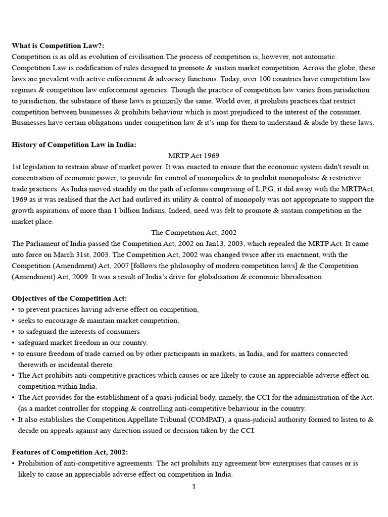 What Is Competition Law? | PDF