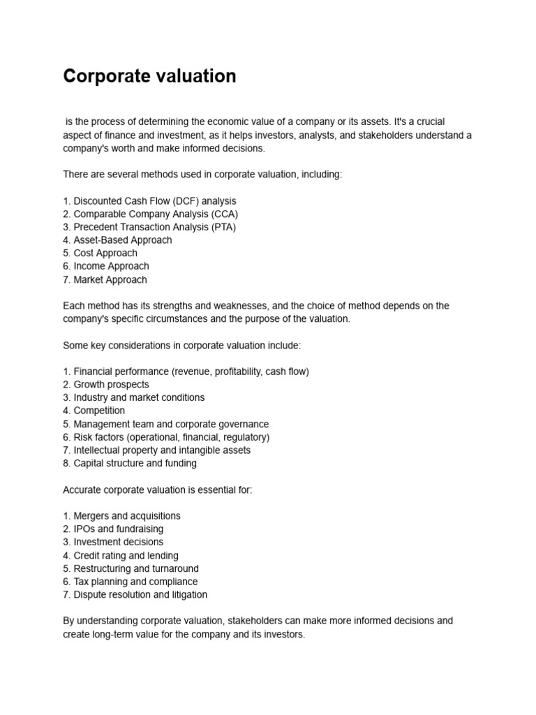 Corporate valuation | PDF