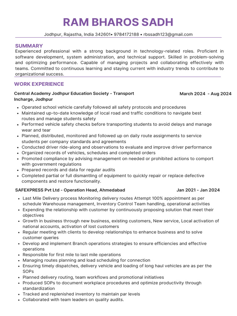 Ram Resume Sep24 | PDF