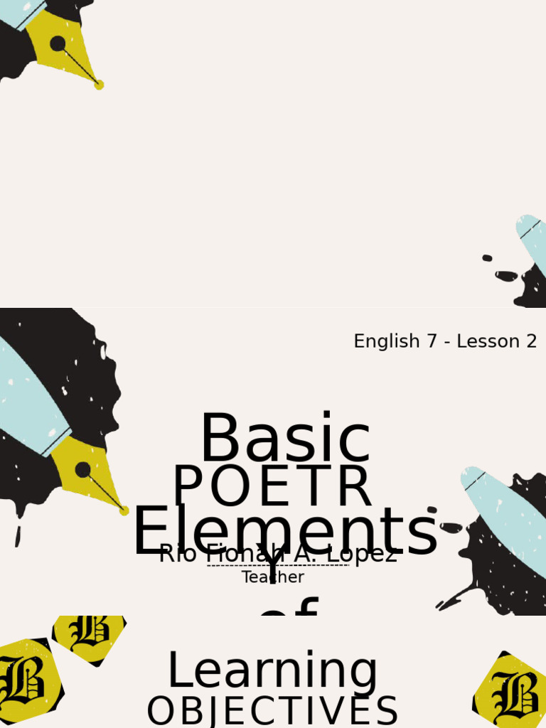 English 7 - Lesson 2 Elements of Poetry | PDF