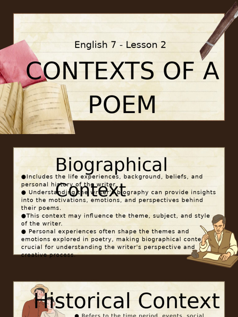 English 7 - Lesson 2 Context of A Poem | PDF
