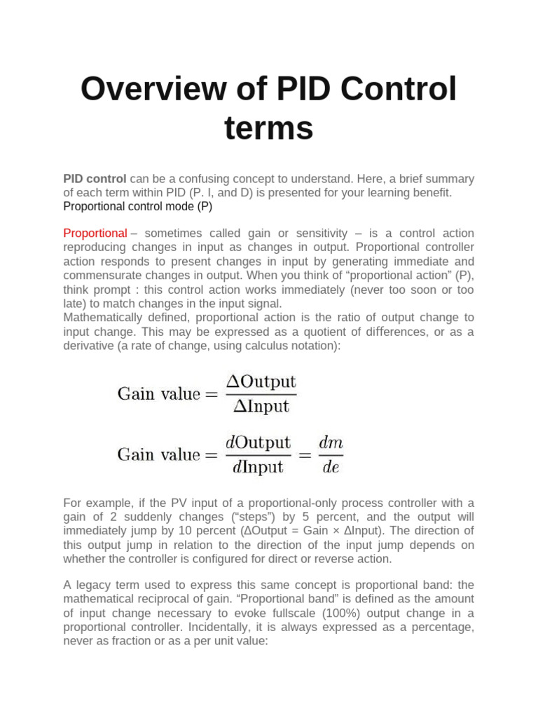 Overview of PID Control Terms | PDF