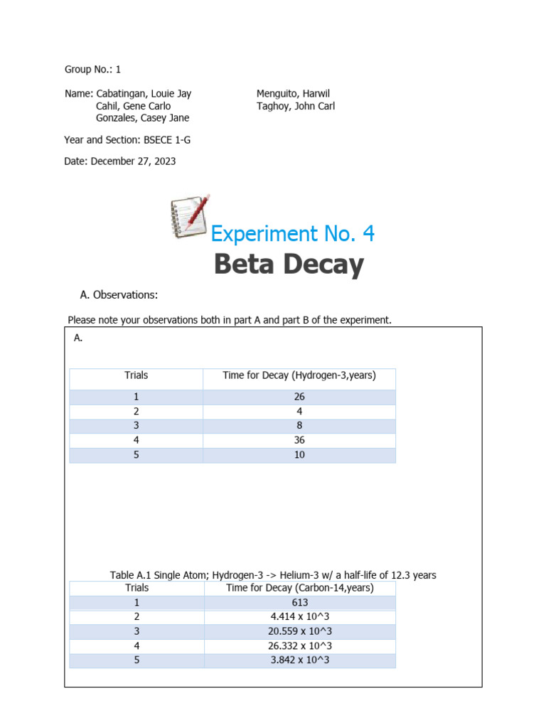 EChem Expt. 4 Lab Worksheet GROUP 1 BSECE 1 G | PDF
