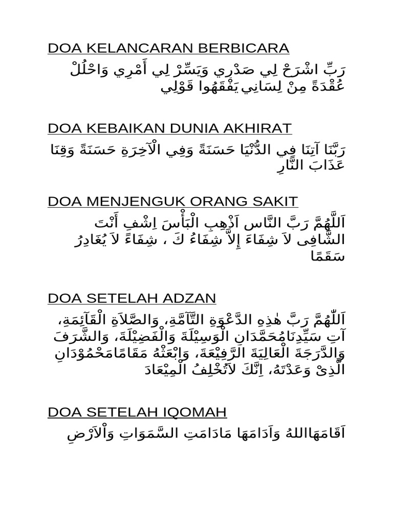Doa Kelancaran Berbicara | PDF