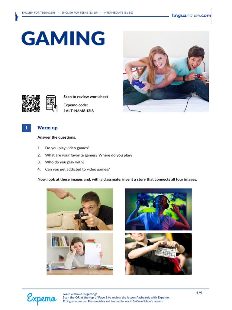 Gaming American English Student | PDF | Video Games | Games & Activities