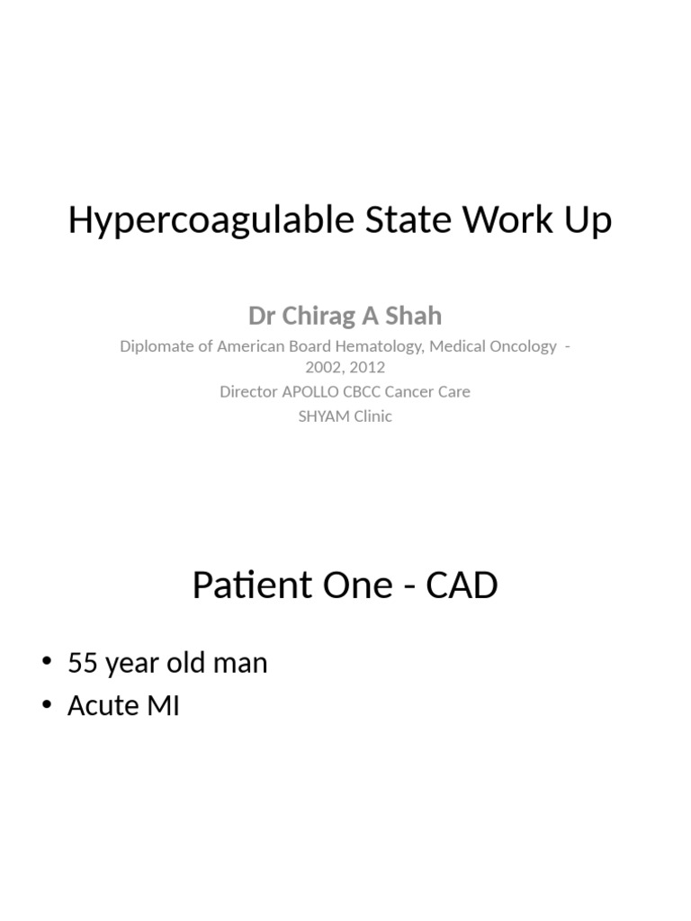 Hypercoagulable State Work Up | PDF