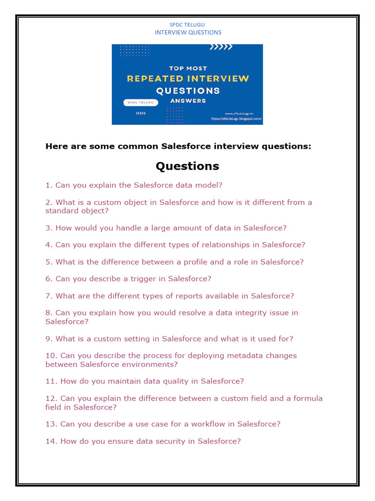 Salesforce Interview QA 50apui | PDF | Metadata | Business