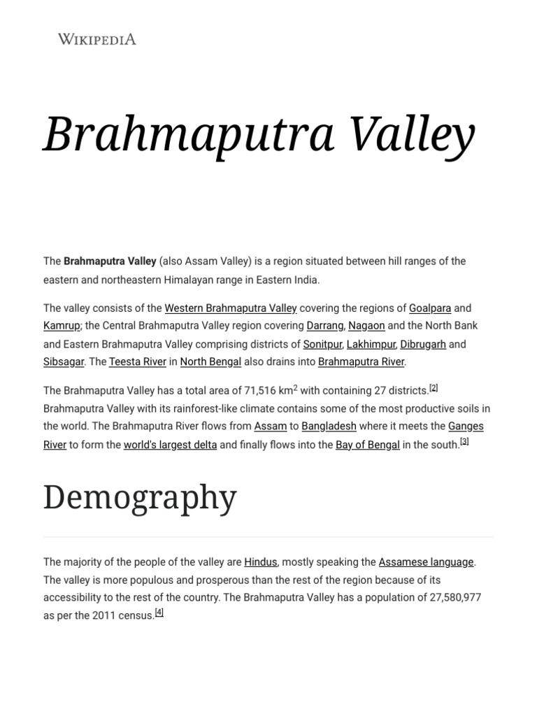 Brahmaputra Valley - Wikipedia | PDF