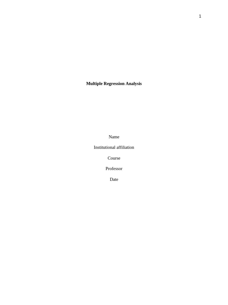 Multiple Regression Analysis | PDF