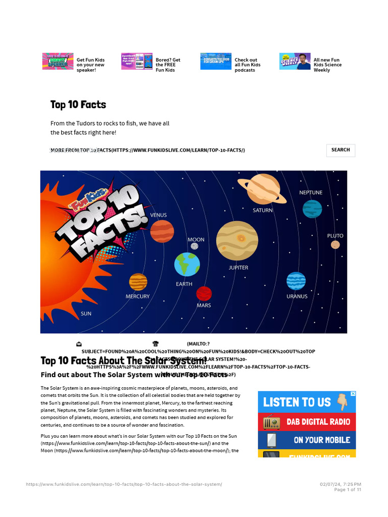 Top 10 Facts About the Solar System! - Fun Kids - The UK's Children's ...