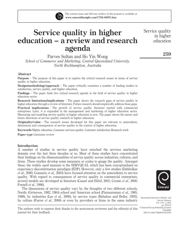 Service Quality in Higher Educ | PDF