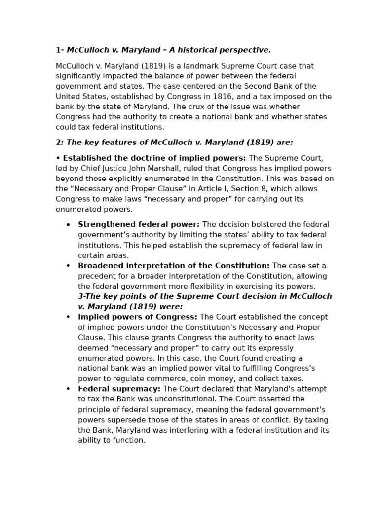 McCulloch v. Maryland | PDF