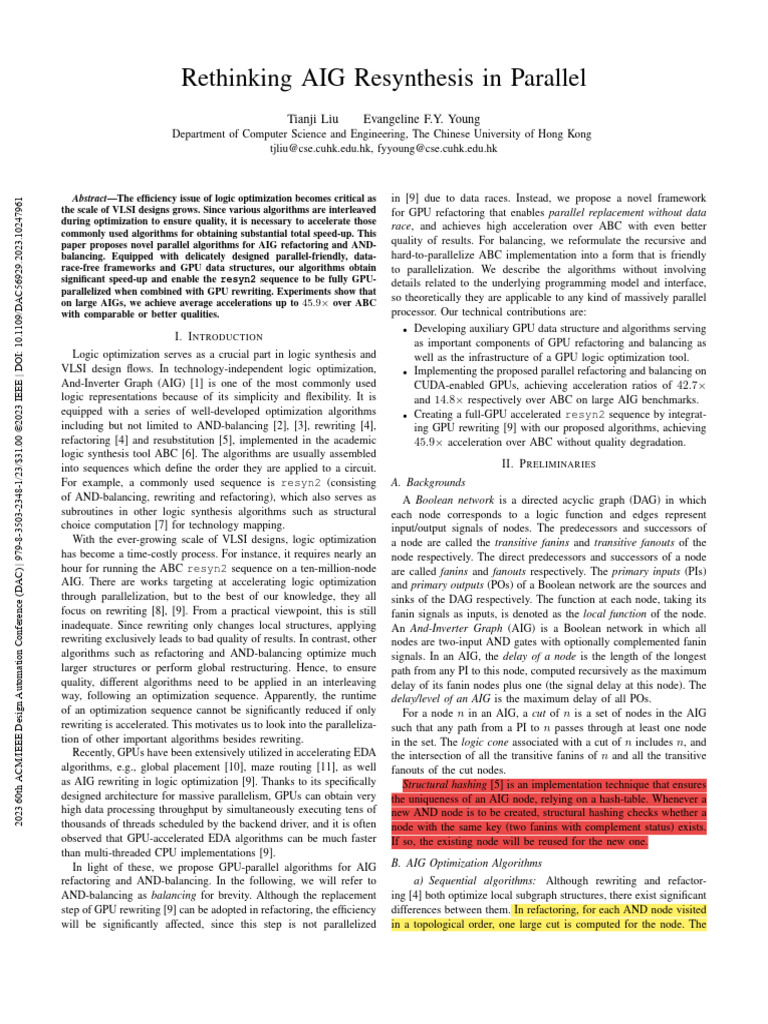 Rethinking AIG Resynthesis in Parallel | PDF